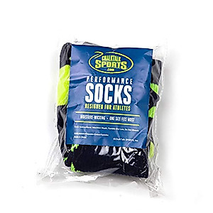 ChalkTalkSPORTS Hockey Half Cushioned Crew Socks | Hockey Player | Navy/Neon