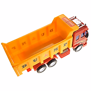 PowerTRC 15" Push & Go Dump Truck Toy | Realistic Friction Powered Dump Construction Truck for Kids Ages 3 Up