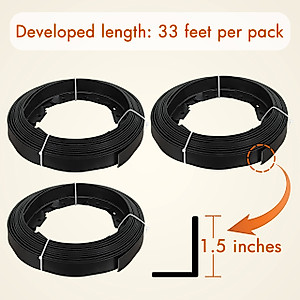 Gardzen 1.5" x100' Landscape Edging Kit, Garden Edging Coil Comes with 120 Pcs Spikes, No Dig Lawn Border Design