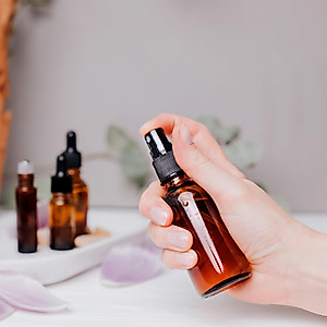 Nylea Small Glass Spray Bottles for Oil, Hair, Plants Water 2 oz | Empty Fine Mist and Refillable Mister Amber Mini Travel Size Bottle for Cleaning Solutions, Essential Oil Sprayer and Nozzle - 2 Pack