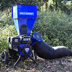 BILT HARD Wood Chipper - 7.5 HP 224cc Gas Powered Shredder Mulcher, 3 in 1 Multi-Function Heavy Duty, 3" Max Wood Diameter Capacity with Collection Bag