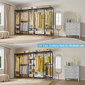 VIPEK V50i Extra Large Coverd Clothes Rack, Black Portable Closet Rack with Grey Cover, Multi-Functional Freestanding Wardrobe Closet Heavy Duty Clothing Rack for Hanging Clothes