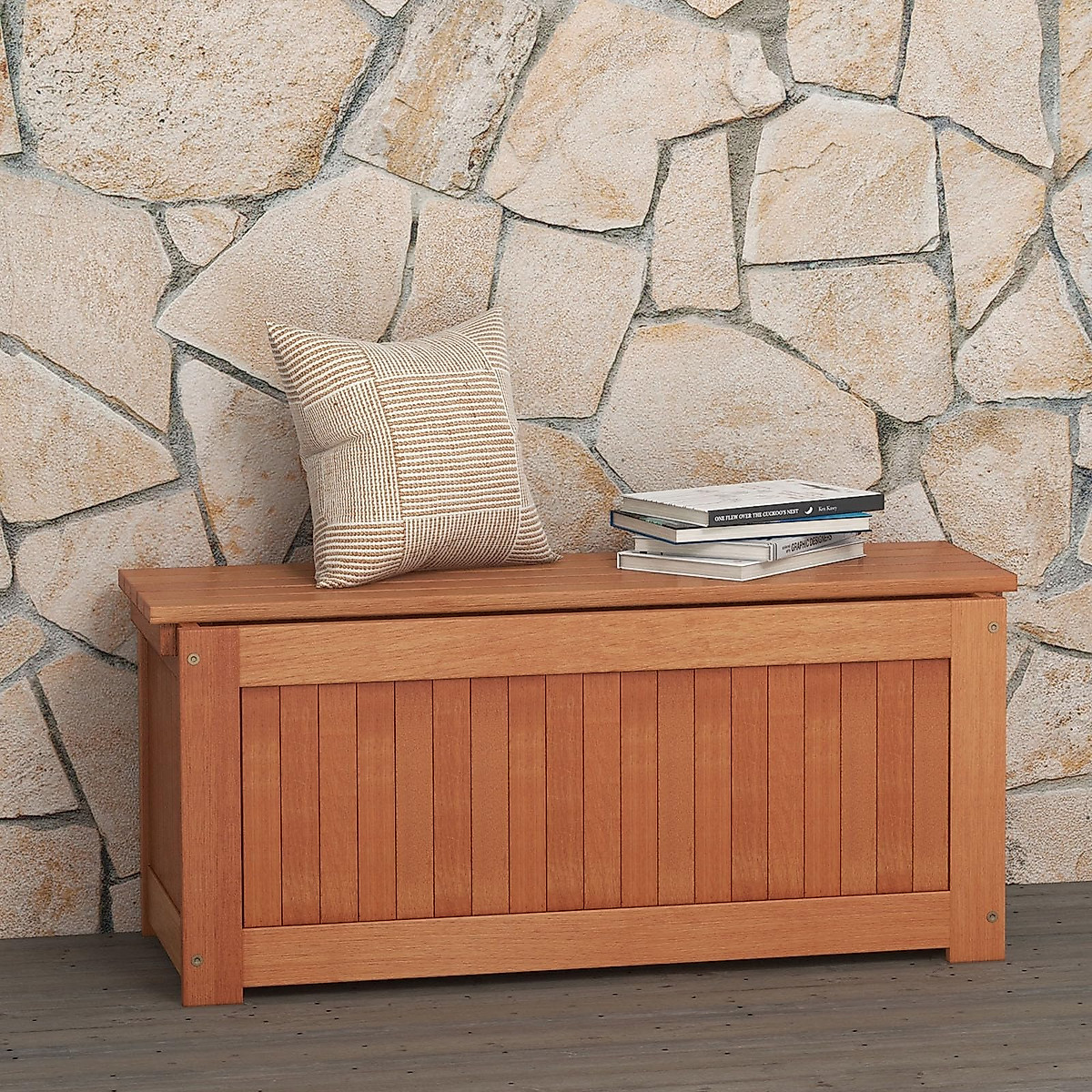 Toolsempire Outdoor Planter Bench, 45 Gallon Outdoor Bench Wooden Raised Garden Bed with Planter Box, 2-in-1 Wood Planter Bench Deck Plant Box for Porch, Patio, Garden & Backyard