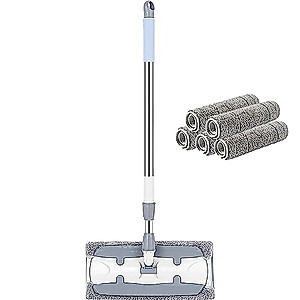 Leyeet Microfiber Floor Mop, Rotating Dust Mop with Adjustable Handle, Reusable Mop Pads, Floor Cleaner Mop or Flat Head Mop for Wood, Tiles, Marble