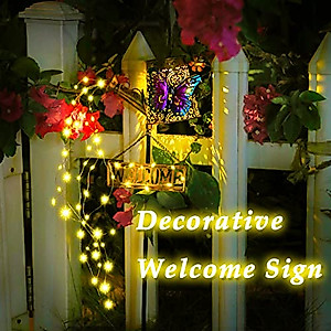UrsaMajor Solar Watering Can with Cascading Lights - Garden Stakes Decorative with Welcome Sign Waterproof, 37.5 Inch Yard Art for Front Door Flower Bed Pots Porch Pathway Patio Backyard Landscape