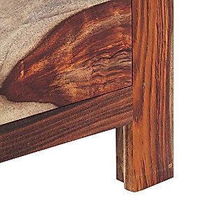 vidaXL Solid Sheesham Wood Drawer Cabinet Rustic Sturdy 4 Compartments Compact Practical Polished Home Furniture Highboard