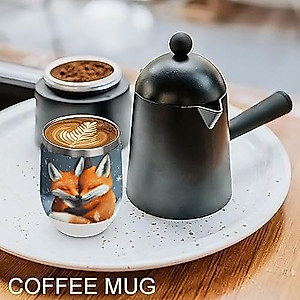 Snowy Fox Insulated Tumbler with Lid Stainless Steel Coffee Mug Cute Wine Tea Water Cup White-style