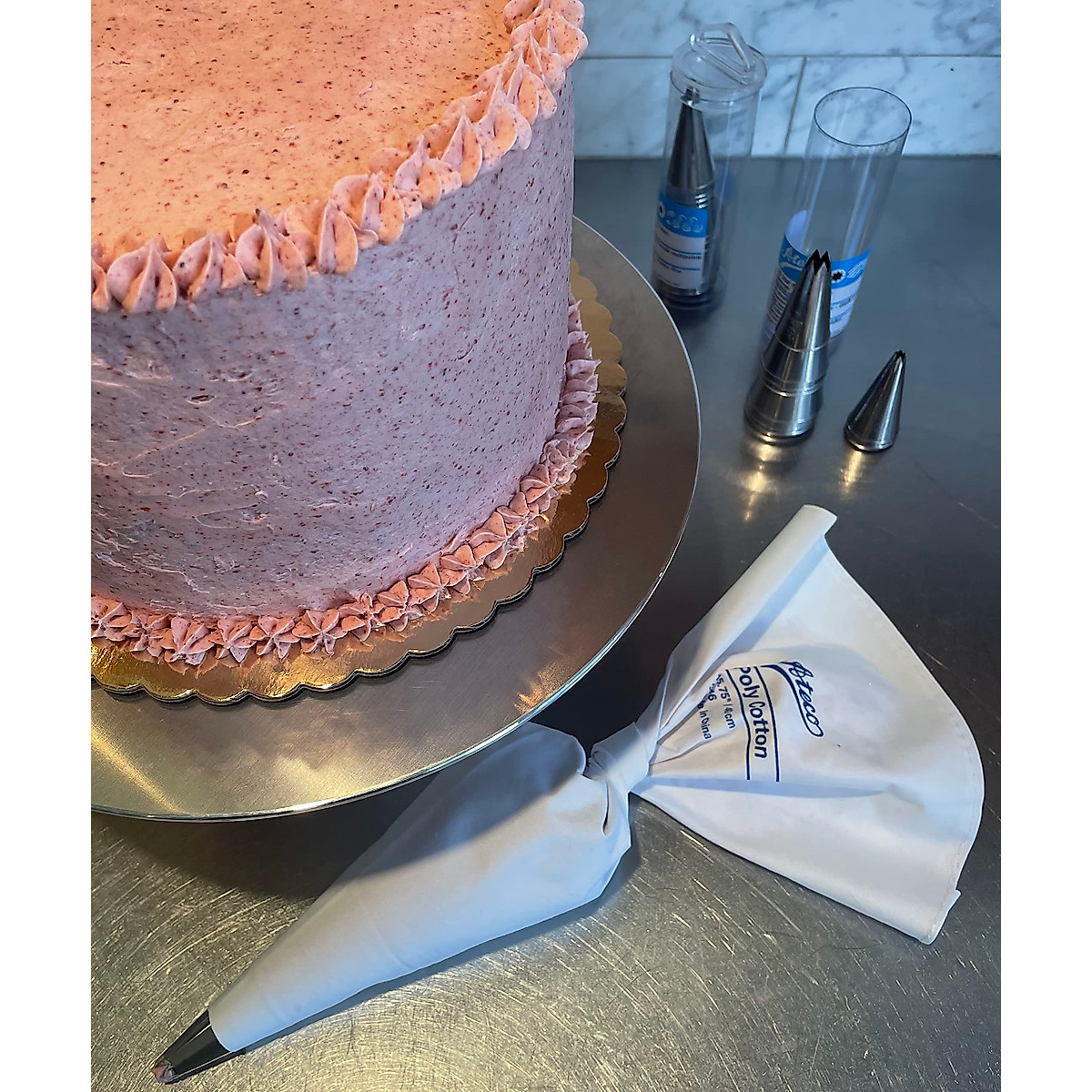 Ateco Cast Iron and Non-Slip Pad Cake Stand, 12 inch, White