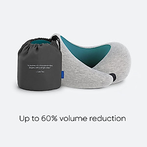 Ostrichpillow Go Neck Pillow - Premium Memory Foam Travel Pillow, 360º Ergonomic Design, Asymmetrical Sides, Travel Bag Included, Washable Modal Cover