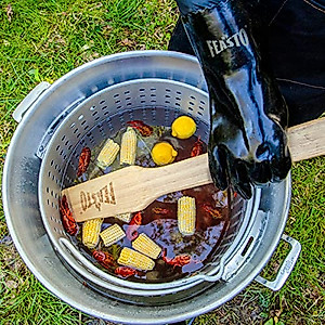 FEASTO 80QT Aluminum Boil Pot with Basket Perfect for Seafood Boiling and Steaming, Outdoor Propane Gas Cooker with Adjustable 0-10 PSI Regulator, Non-Assembly Frame Stand