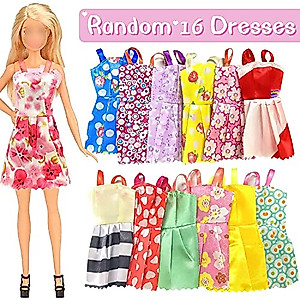 96 PCS Doll Clothes and Accessories for Barbie 11.5 inch Doll 16 Slip Dresses 20 Pair of Shoes 10 Handbags 30 Jewelry Accessories Fashion Outfits Necklace Mirror Earring Crown Hanger in Random
