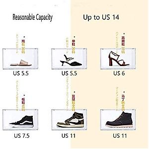 Shoe Boxes Clear Plastic Stackable, S-JIANG Sneaker Storage Box Display Boxes, Storage Bins Shoe Container Organizer for Entryway Closets (3 Pack)