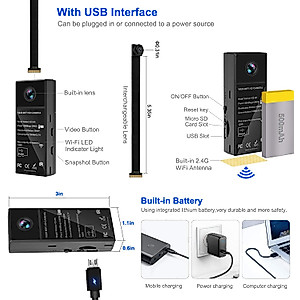 Boveila Spy Camera Hidden Camera Nanny Cam, Wi-Fi Mini 1080P HD Portable Wireless Camcorder Video Recorder IP Cameras with Motion Detection for Home Security Monitoring