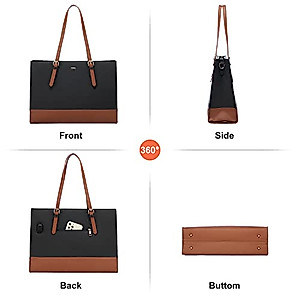 LOVEVOOK Laptop Bag for Women Work Bag 15.6 inch Large Capacity Computer Tote Handbag Faux Leather Shoulder Bag Purse