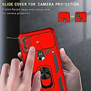 Dretal for Moto G Stylus 5G Case, Motorola G Stylus 5G Case + HD Screen Protector with Kickstand & Slide Lens Protector Cover, Heavy Duty Armor Shockproof Rugged Military Grade Case (JS-Red)