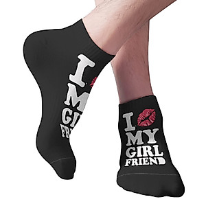 KEHUASW No Show Socks Valentines day Short Mens Sock No Show Dress Sock Funny i love my girlfriend Sock