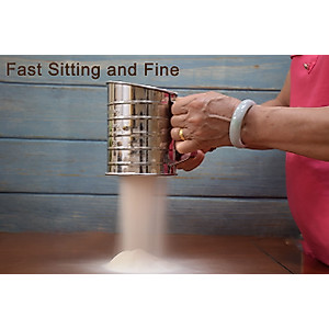 Baking Sifter Flour Sifter Stainless Steel Hand Crank with 4-Wire Agitator for Baking