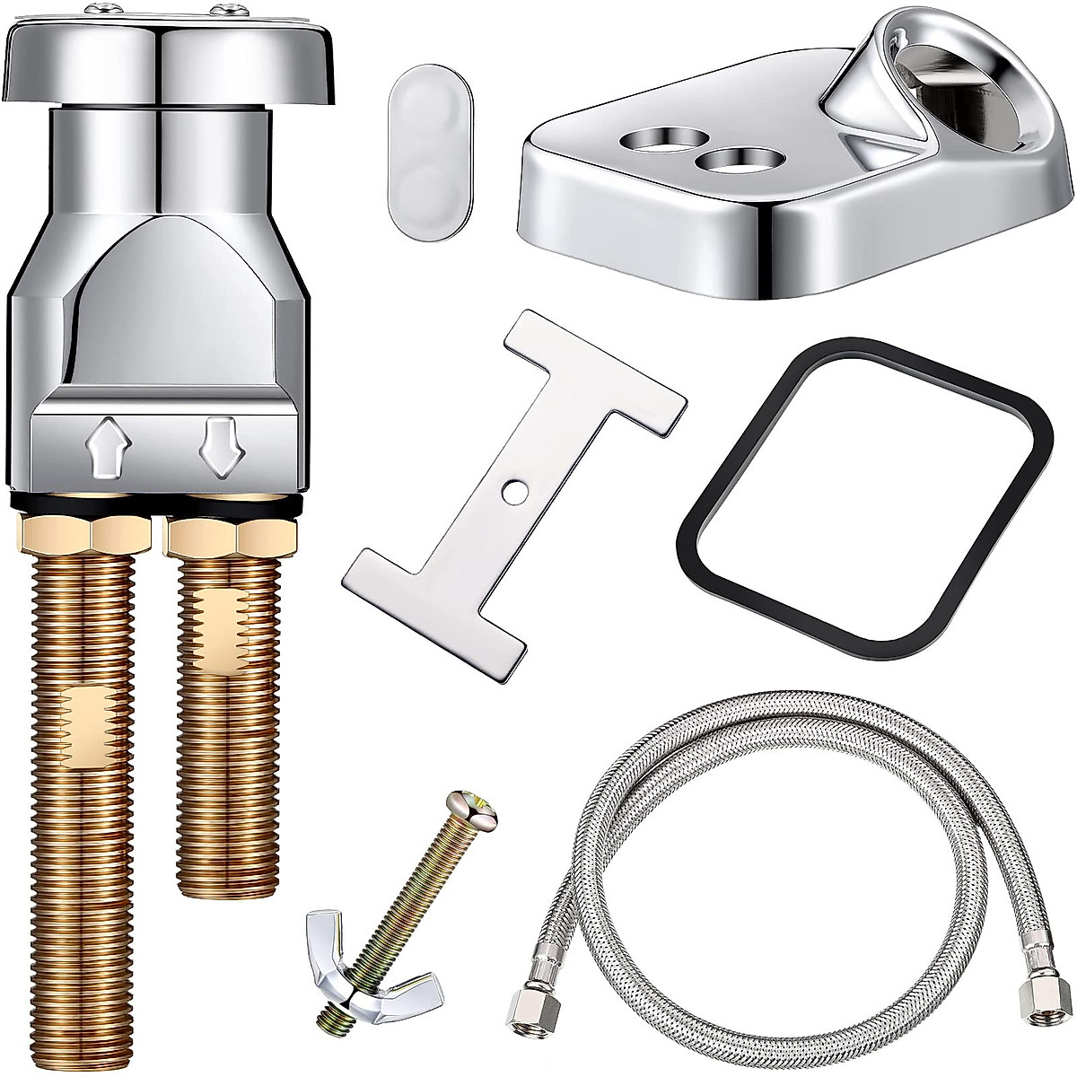 Hortsun Shampoo Bowl Vacuum Breaker Kit, Hardware Handle, 7 Pcs Stainless Steel, Chromium Plated Brass, 31 inches, for Salon Sink Parts Replacement