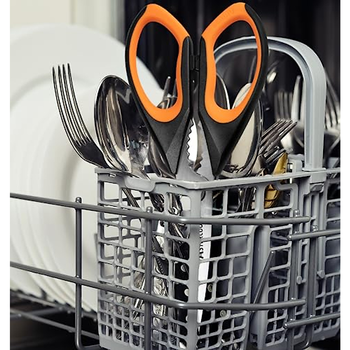 Astercook Heavy Duty Kitchen Shears with Serrated Blade, Ergonomic Handle - For Poultry, Herbs, Vegetables