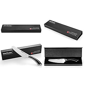 WELLSTAR Sandwich Knife, 6.5 Inch German Stainless Steel Serrated Utility Knife for Bread Vegetable Meat Cutting, Butter Spreader Knife, Razor Sharp Full Tang Handle Multipurpose Kitchen Knife