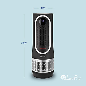 LivePure 3 in 1 Clean Heat Air Purifier & Heater-HEPA Filtration System, Space Heater w/ 2 Heat Modes, 60° Rotation, Heaters for Indoor Use, Air Purifiers for Home, Bedrooms, and Office. Gray