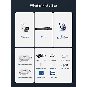 ANNKE H800 4K PoE Security Camera System, 12MP 8CH H.265+ NVR with 2TB Hard Drive for 7/24 Recording, AI Human/Vehicle Detection, 4x8MP Outdoor Bullet IP Cam, 4mm Lens, IP67, Built-in Mic&SD Card Slot