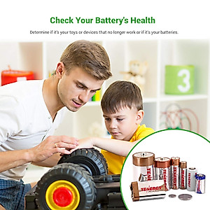 Tenergy T-333 Universal Battery Tester, LCD Display, Cell Checker, Multi-Purpose Small Battery Tester, for AA, AAA, C, D, 9V, CR123A, CR2, CRV3, 2CR5k CRP2, and Button Cell Batteries