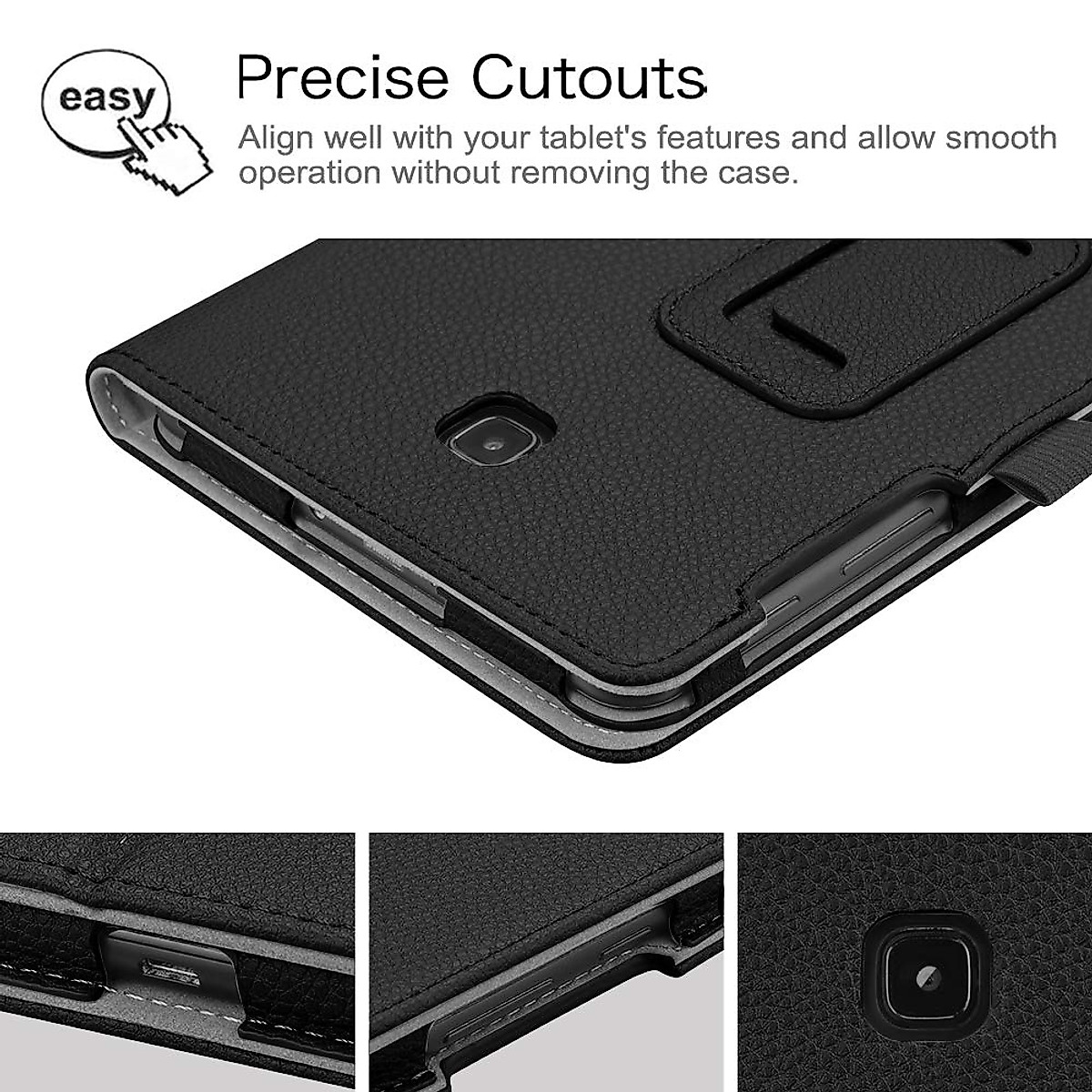 Fintie Folio Case for Samsung Galaxy Tab A 8.0 2018 Model SM-T387, Slim Fit Premium Vegan Leather Stand Cover, Black