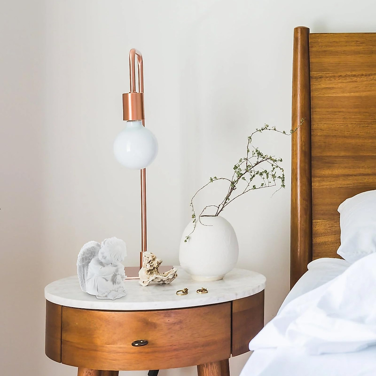 VOSAREA Praying Angel Figurine Resin Cherubs Angel Statue Guardian Angel Figurine Thinking Angel Sculpture Cute Wings Angel Memorial Statue for Home Decoration Wedding