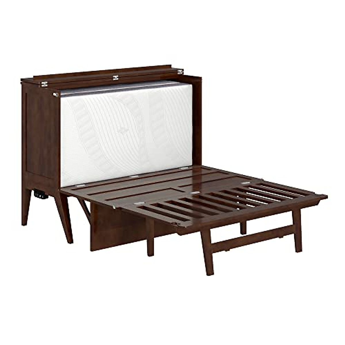 AFI, Northampton Murphy Bed Desk with Premium 6 Inch Folding Memory Foam Mattress and Built-in Charger, Full Size, Walnut