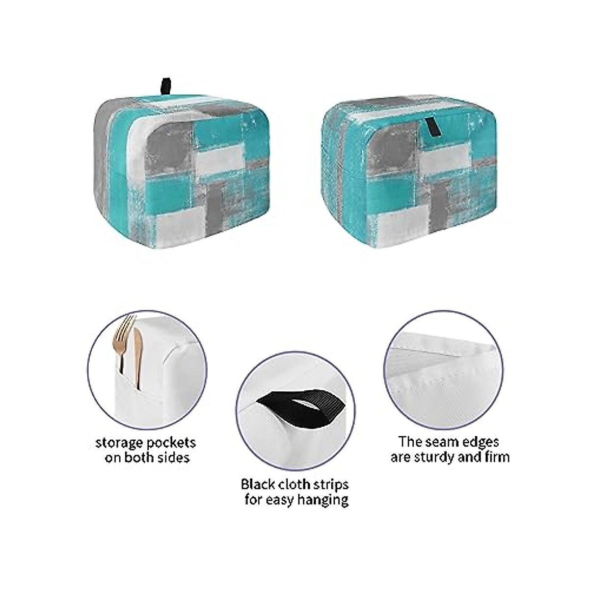 Toaster Dust Cover 2 Slice, Turquoise and Grey Abstract Paint Art Graffiti Bread Maker Cover Toasters Covers for Fingerprint Protector Washable Kitchen Small Appliance Cover 12x11x8in