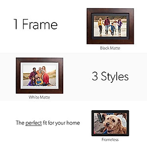 Brookstone PhotoShare 14” Smart Digital Picture Frame, Send Pics from Phone to Frames, WiFi, 8 GB, Holds 5,000+ Pics, HD Touchscreen, Premium Espresso Wood, Easy 1-min Setup