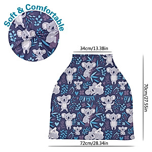 WELLDAY Baby Car Seat Covers Koala Bears Stretchy Breastfeeding Scarf Breathable Infant Carseat Canopy Nursing Covers Multi Use for Stroller High Chair Shopping Cart Boys and Girls