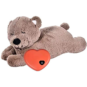 HonourHope Dog Heartbeat Toy for Anxiety Relief, Dog Soft Plush Toy Pet Calming Puppy Behavioral Training Aid Toy Pet Companion Pillow for Puppy Dog Cat Kitty Pets - Bear