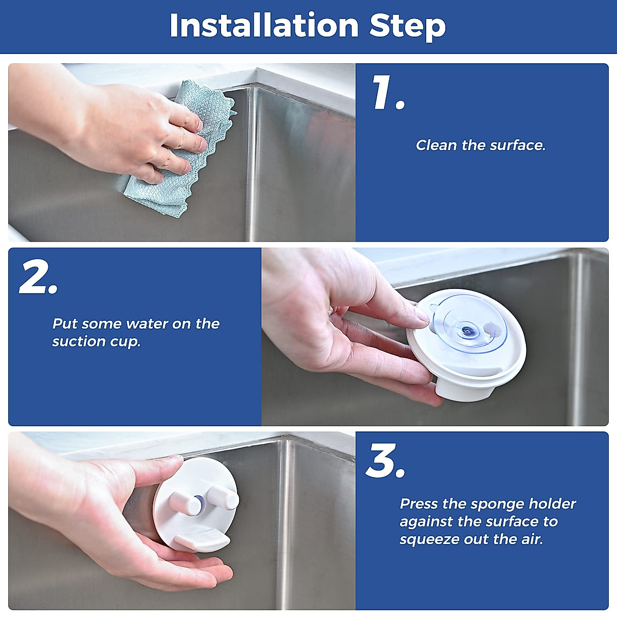 Scrub Sponge Holder for Kitchen Sink - Suction Cup Sponges Holder - Sink Sponge Caddy Organizer Daddy Holder (1 Pack)