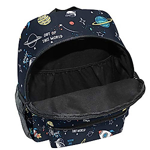 Wamika Space Rocket Universe Galaxy Backpack for Kids Girls Boys Sun Moon Bookbag Daypack with Chest Strap Mini Elementary School Bags Water Resistant Durable for School Student