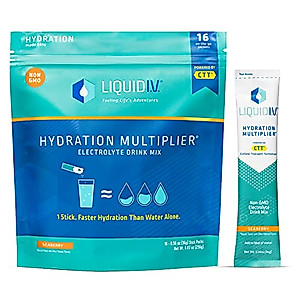 Liquid I.V. Hydration Multiplier - Seaberry - Hydration Powder Packets | Electrolyte Drink Mix | Easy Open Single-Serving Stick | Non-GMO | 16 Sticks