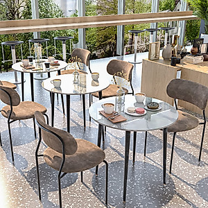 Wisfor Sintered Stone Dining Table: 32" Round Reception Table Modern Coffee Table Marble Table with Metal Legs for Kitchen Living Room Office Patio Seaside (White)