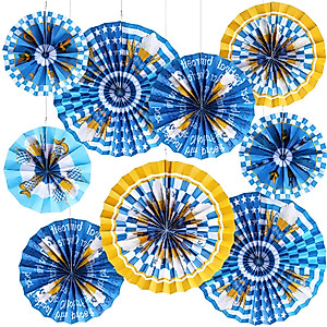 Outus 9 Pcs Oktoberfest Hanging Paper Fans Decorations Bavarian Paper Fans Classroom Decorations German Party Ceiling Wall Garland for Oktoberfest Beer Festival Theme Party Supplies Outdoor Indoor