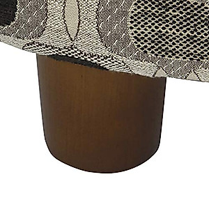 Homepop Home Decor | Upholstered Round Storage Ottoman | Ottoman with Storage for Living Room & Bedroom (Black Geo)