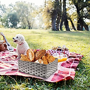 Alipis Plastic Sundries Storage Plastic Rattan Sundries Basket Seagrass Storage Basket Storage Box Basket with Handle