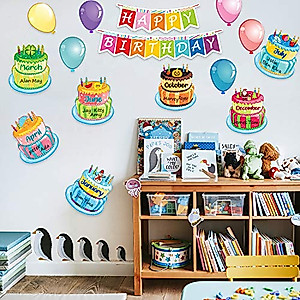 20 Pieces Happy Birthday Bulletin Board Set Birthday Wall Classroom Decoration Cutouts for Calendars Bulletin Boards Classrooms