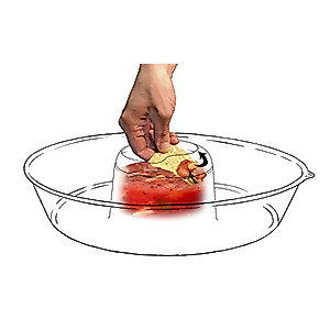 Jokari Less Mess Drip Free Chips and Dip 14 Inch Serving Bowl. Rimmed Platter to Scrape Extra Dip, Sauce, Queso, Salsa Guac or Dressing Off Chips, Fruit, Veggies, Soft or Hard Pretzels, Wings and More