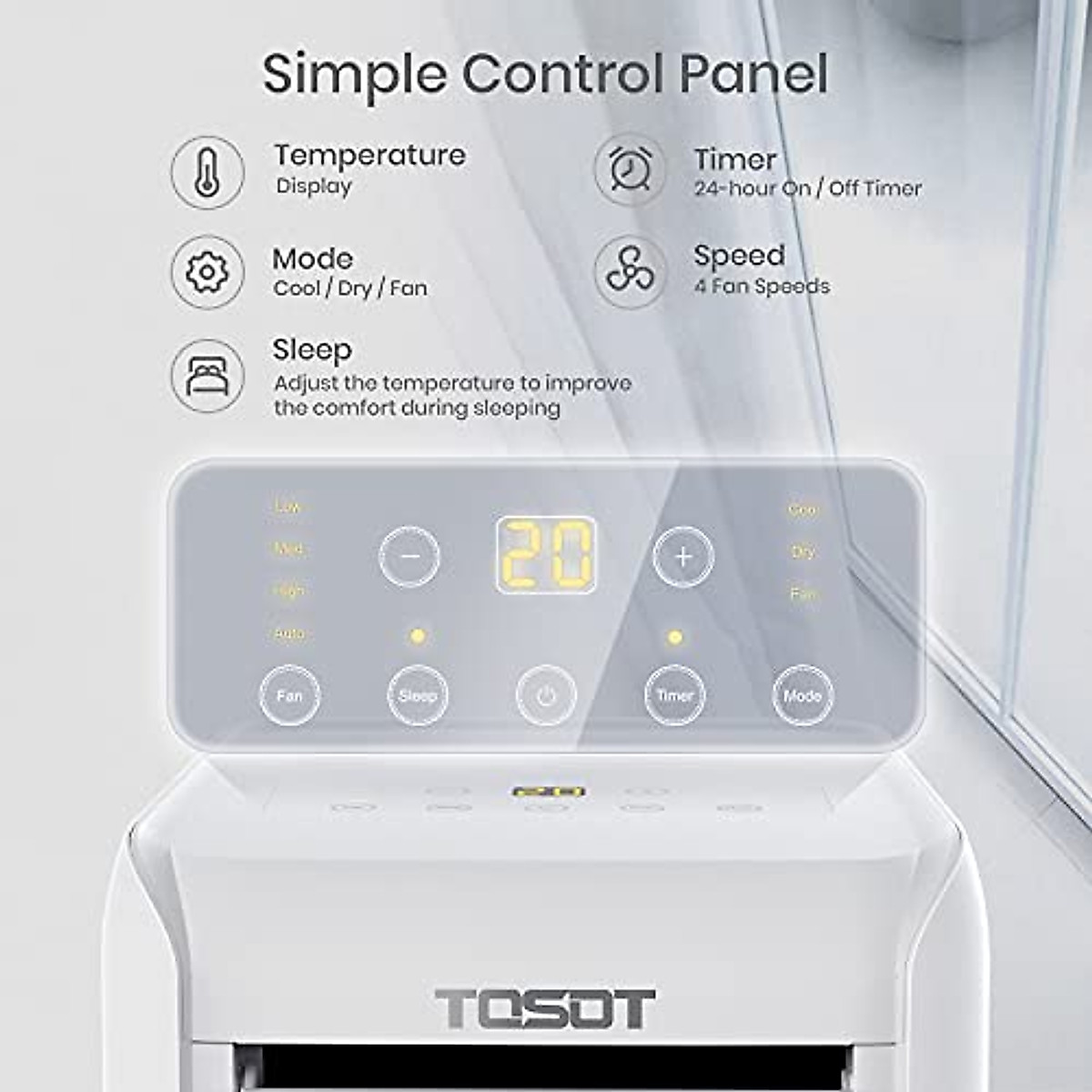 TOSOT 10,000 BTU Air Conditioner Easier to Install, Quiet and 3-in-1 Portable AC, Dehumidifier, Fan for Rooms Up to 300 sq ft, Aovia Series, White