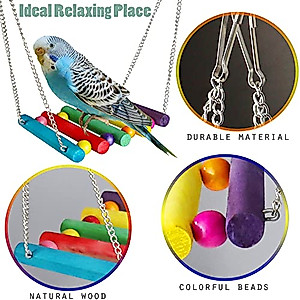 PBIEHSR Bird Parakeet Cockatiel Toys, 19 Pcs Pet Bird Cage Swing Hammock Shoe Chewing Toy Hanging Bell Wooden Perch for Conures, Love Birds, Finches, Budgie
