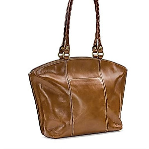 Patricia Nash Leather Michel Dome Zip Top Tote Bag Purse Shopper in Tan
