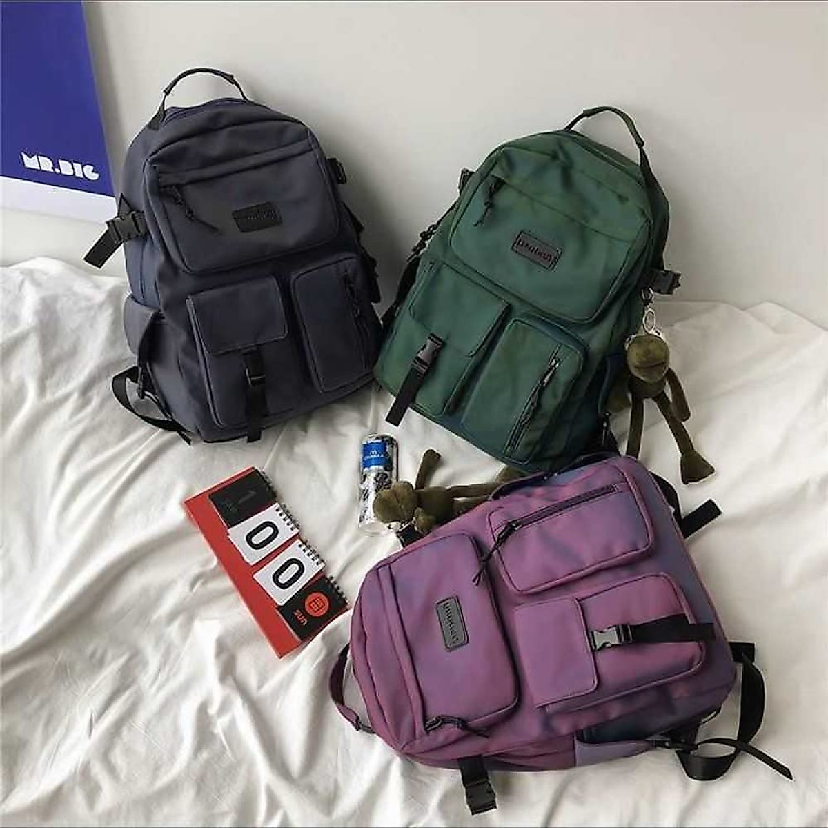 Large Capacity Student Backpacks Kawaii Backpack for Back To School Camping Hiking for Teens Girls Casual Aesthetic Backpack (Green)