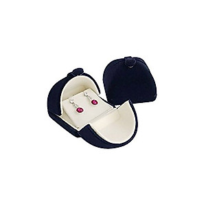 Svea Display Navy Blue Velvet Premium Grade Jewelry Box for Earrings Necklace Double Layer Modern Unique Design Packaging Gift for Her (Jewelry is not included)