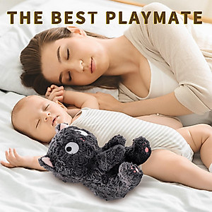 WYEDJHF Cute Black Cat Stuffed Animal Toy, Kawaii Cat Plush Pillow, Black Cat Soft Plushies Throw Pillow for Kids Birthday Christma Halloween Day Gifts Decor (Sitting, 9.8in)