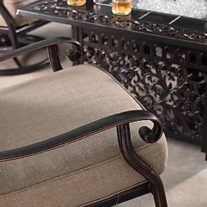 Oakland Living Aluminum Outdoor Swivel Club Finish with Thick Tan Polyester Cushions (Set of 2) Deep Seating Rocking Chairs, Antique Copper